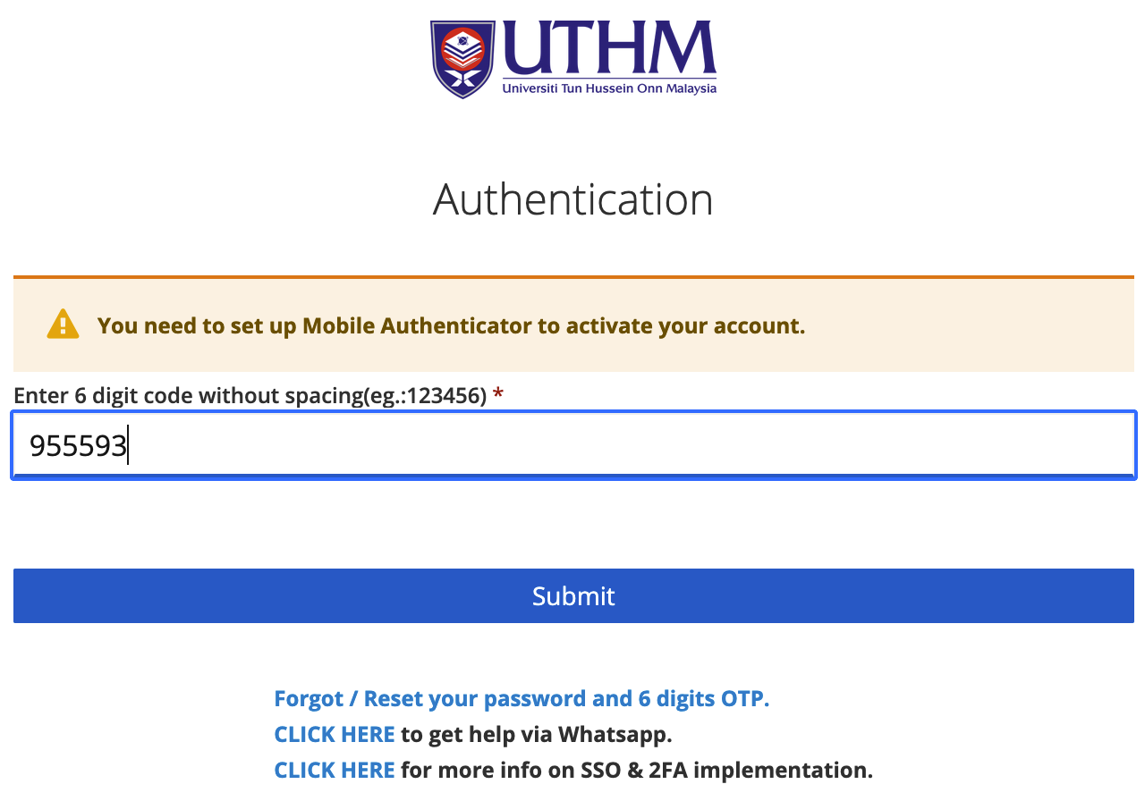 How to reconfigure OTP for lost or new phone? – Microsoft | UTHM